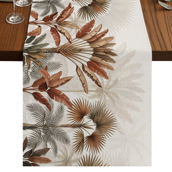 Brown Palm Trees Burlap Cotton Table Runner 13x72 Inches Long, Tropical ...