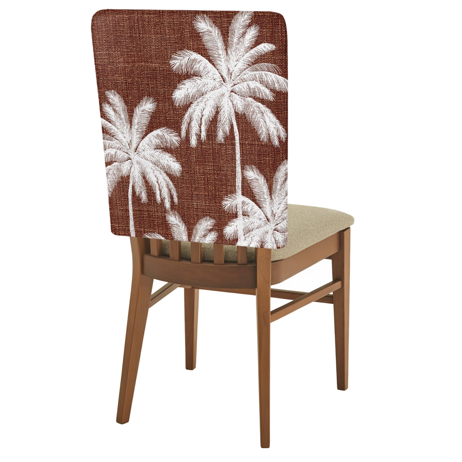 Brown Palm Trees Chair Back Covers Set of 6, Summer Beach Tropical ...