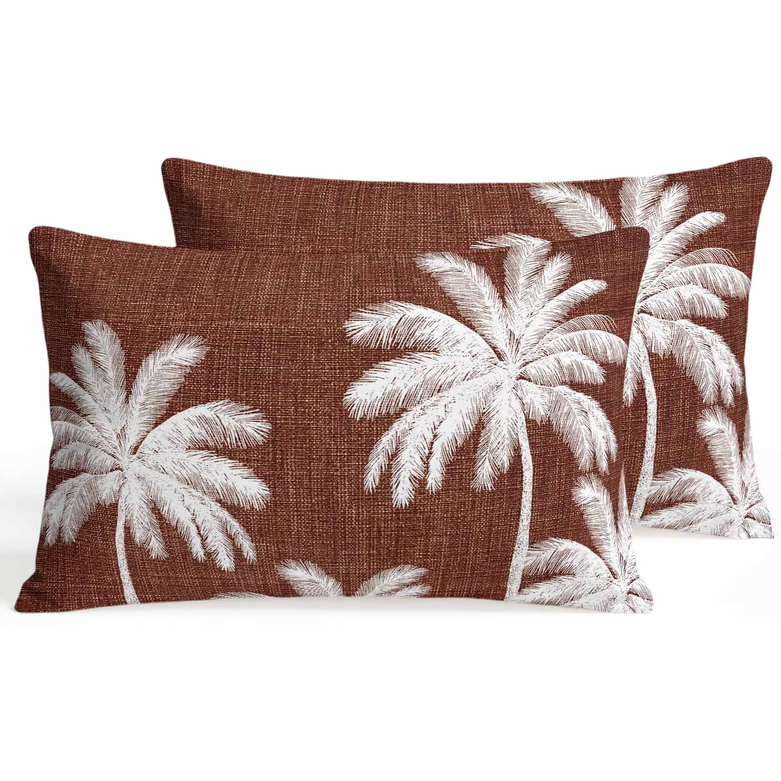 Brown Palm Trees Lumbar Pillow Covers 12 x 20 Inch Pillow Covers Set of ...