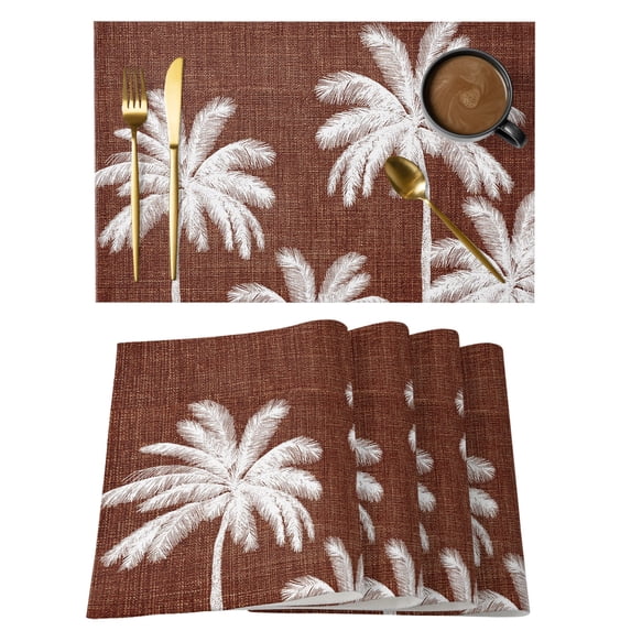 Brown Palm Trees Placemats Set of 2 Farmhouse Tropical Summer Beach ...