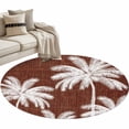 Brown Palm Trees Round Area Rugs 3 ft, Summer Beach Tropical Farmhouse ...
