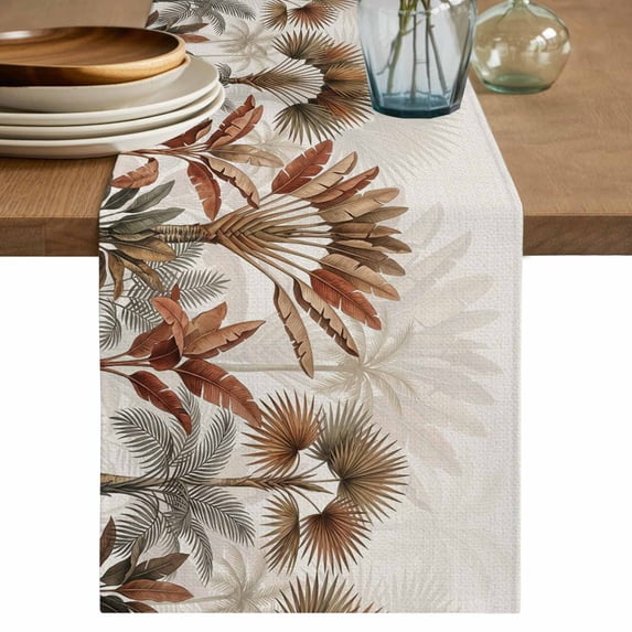 Brown Palm Trees Table Runner 120 Inches Long,Tropical Summer Botanical ...