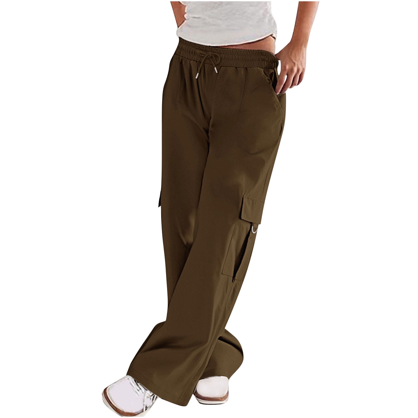 Brown Pants for Ladies Fall Summer Work Cargo Casual Straight Leg Low ...