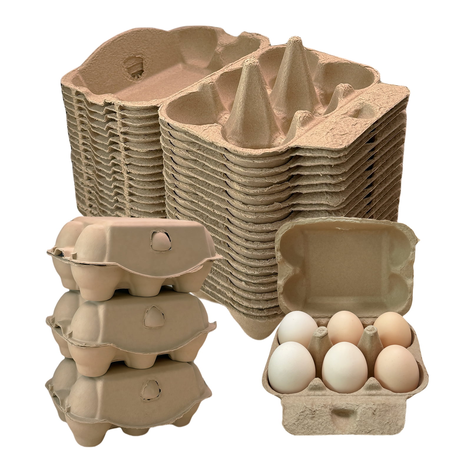 Brown Paper Pulp ½ Dozen Egg Cartons, Reusable, 44 Pack, 50 egg ...