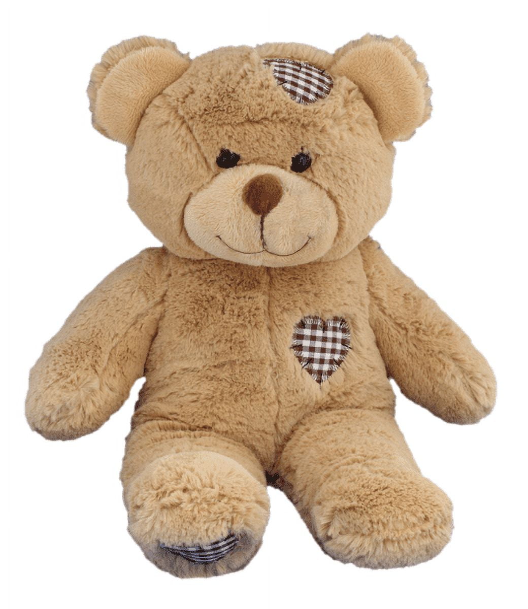 Brown Patches Bear Plush, 16-Inch Soft Stuffed Teddy, Collectible Gift ...