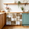 Brown Patchwork Cabinet Curtains 10" W x 11" L, Modern Abstract Light ...