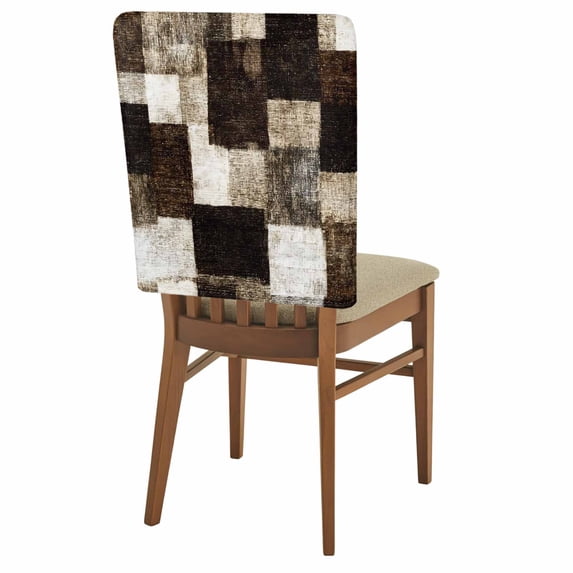 Brown Patchwork Chair Back Covers Set of 6 Modern Abstract Coffee Brown ...