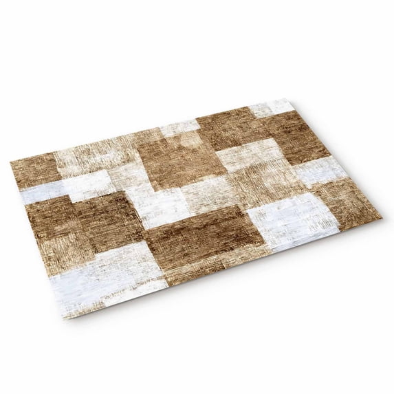 Brown Patchwork Door Mat Modern Abstract Light Brown Patchwork Non Slip ...