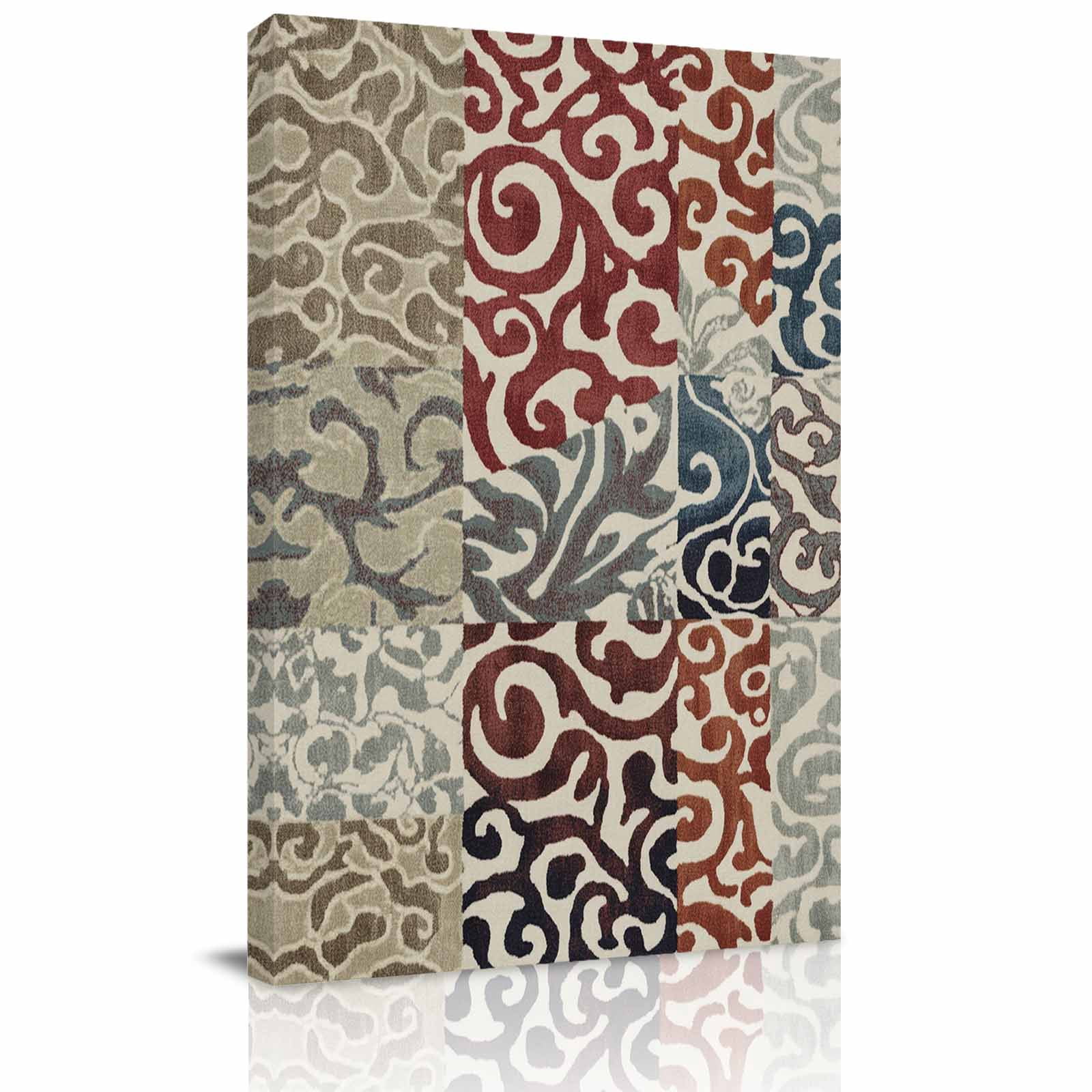Brown Pattern Canvas Wall Art for Living Room, Retro Abstract Art ...