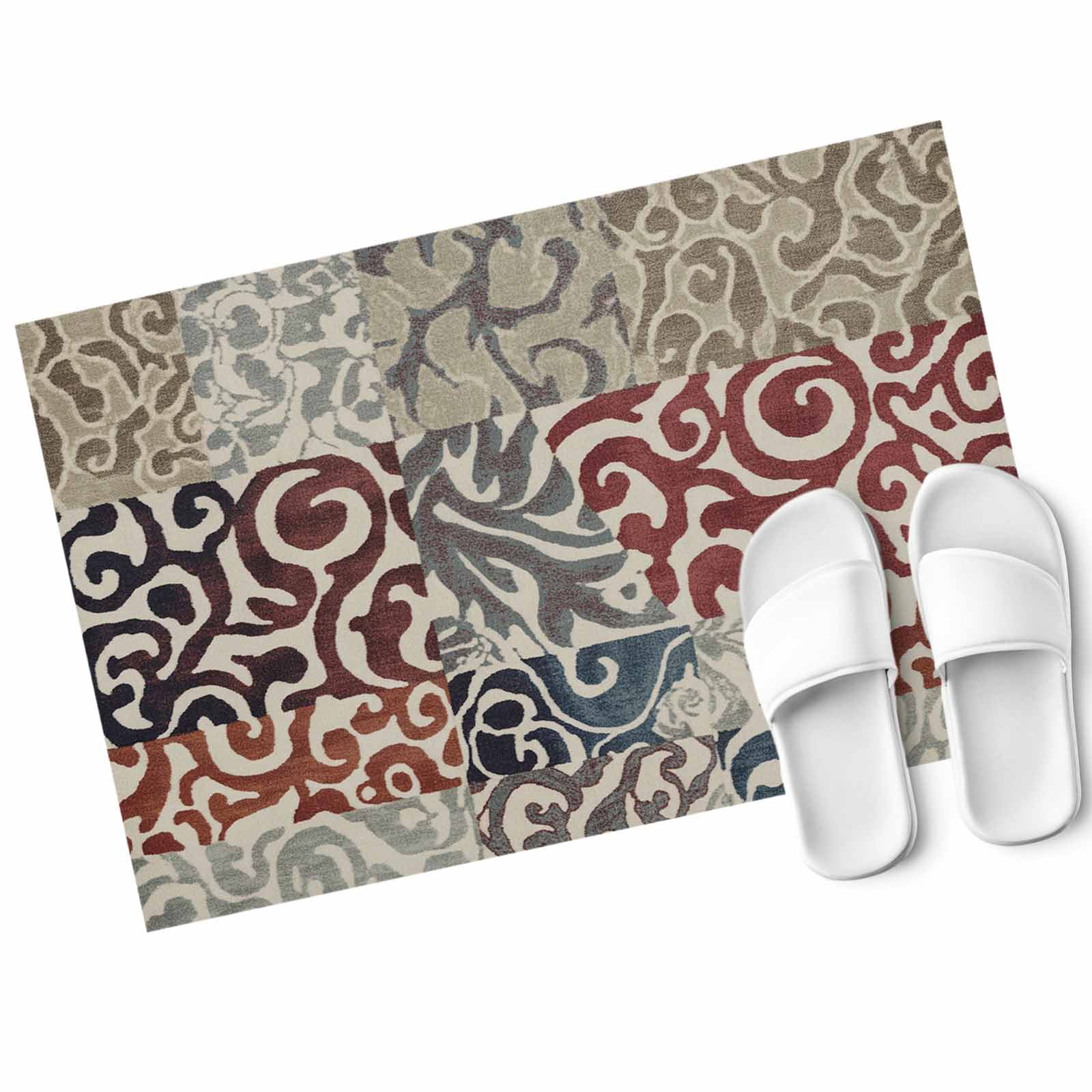 Brown Pattern Door Mat Retro Abstract Art Classic Brown Red Orange ...