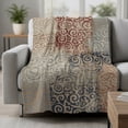 Brown Pattern Fleece Throw Blanket Retro Abstract Art Classic Brown Red ...