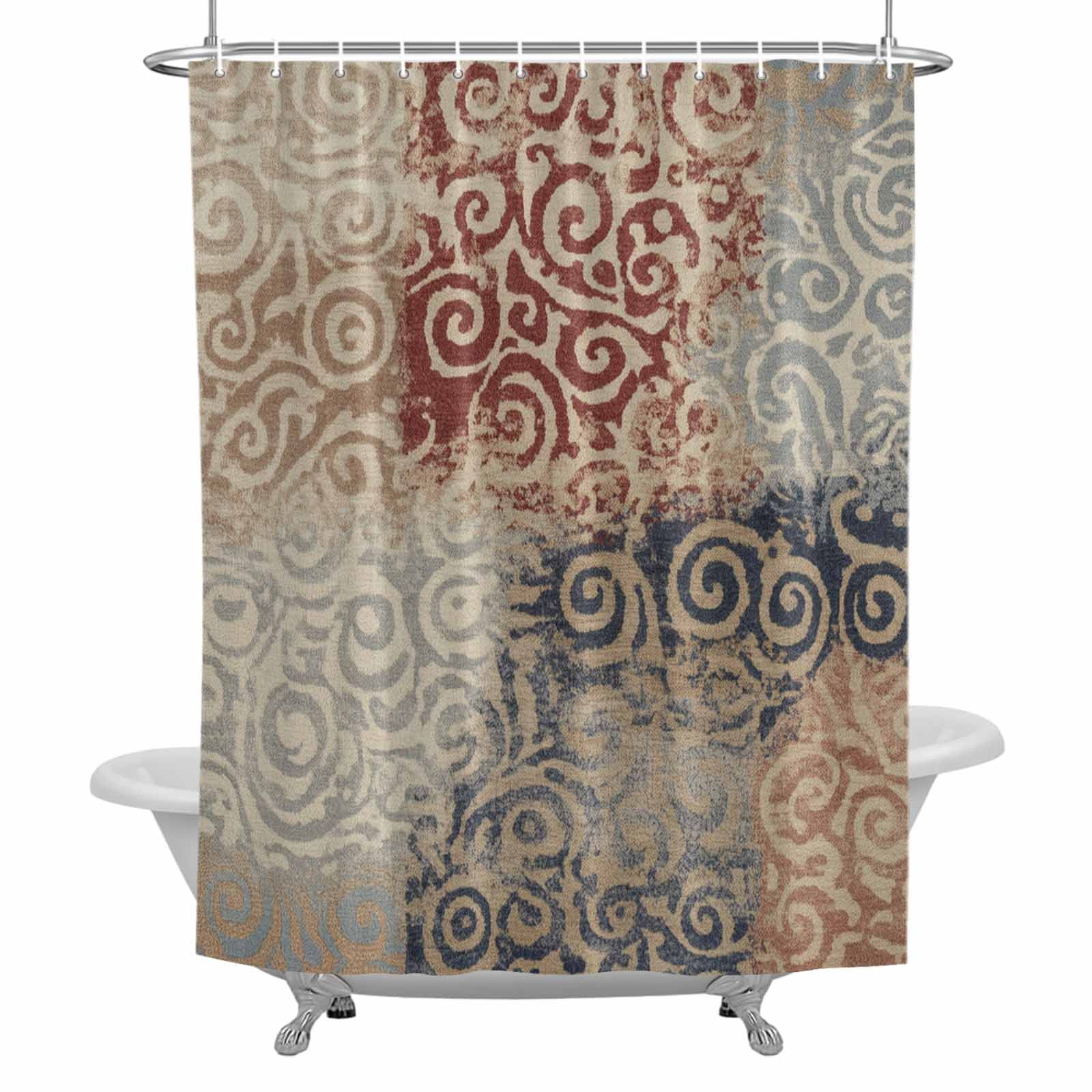 Brown Pattern Shower Curtain for Bathroom, Retro Abstract Art Classic ...