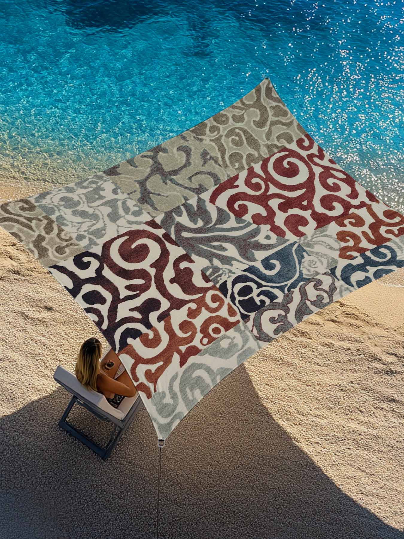 Brown Pattern Sun Shade Sail 12' x 16', Retro Abstract Art Classic ...