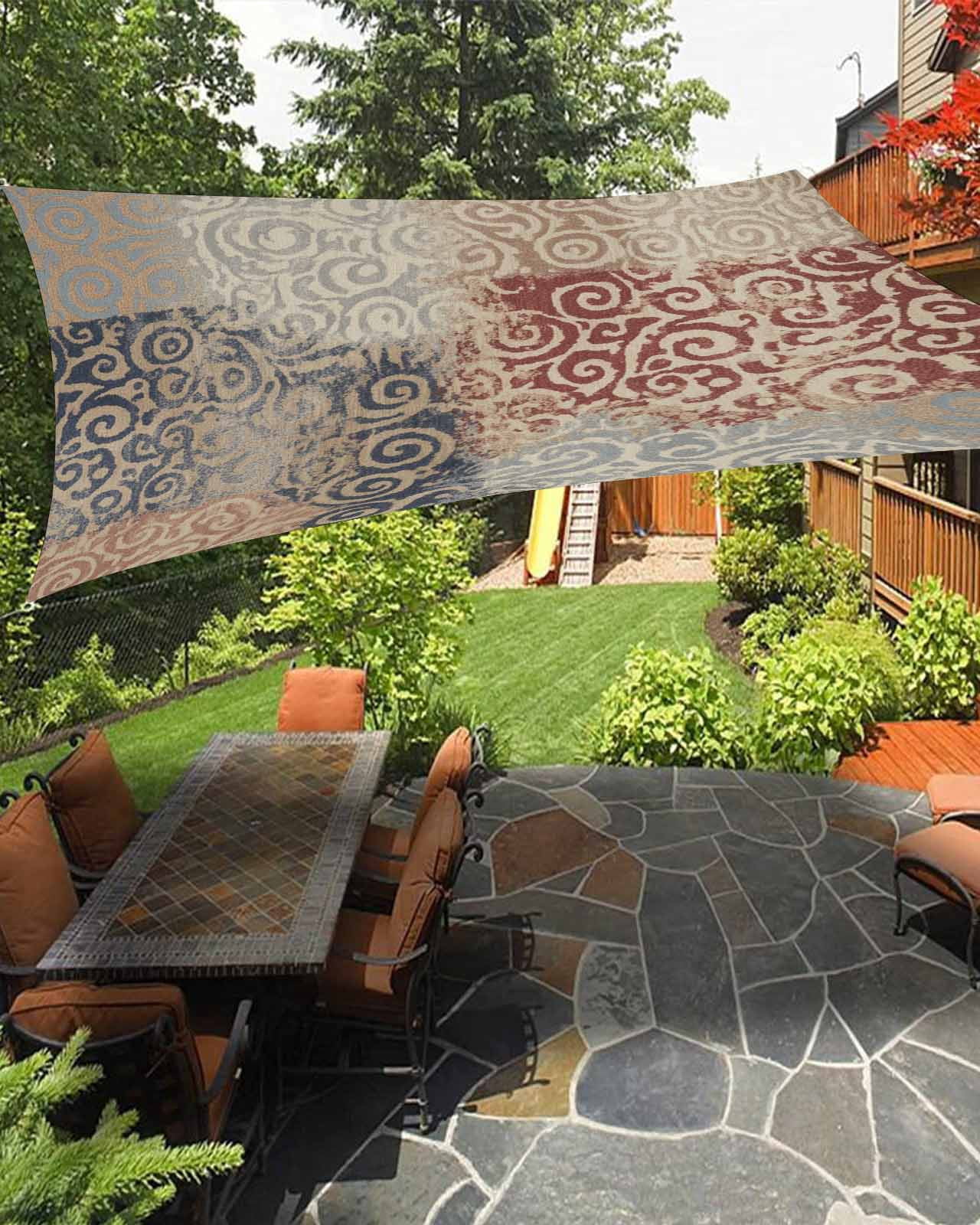 Brown Pattern Sun Shade Sail 14'X18' Retro Abstract Art Classic Brown ...