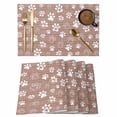 Brown Paw Print Cotton Linen Placemats Set of 4, Modern Classic Gray ...