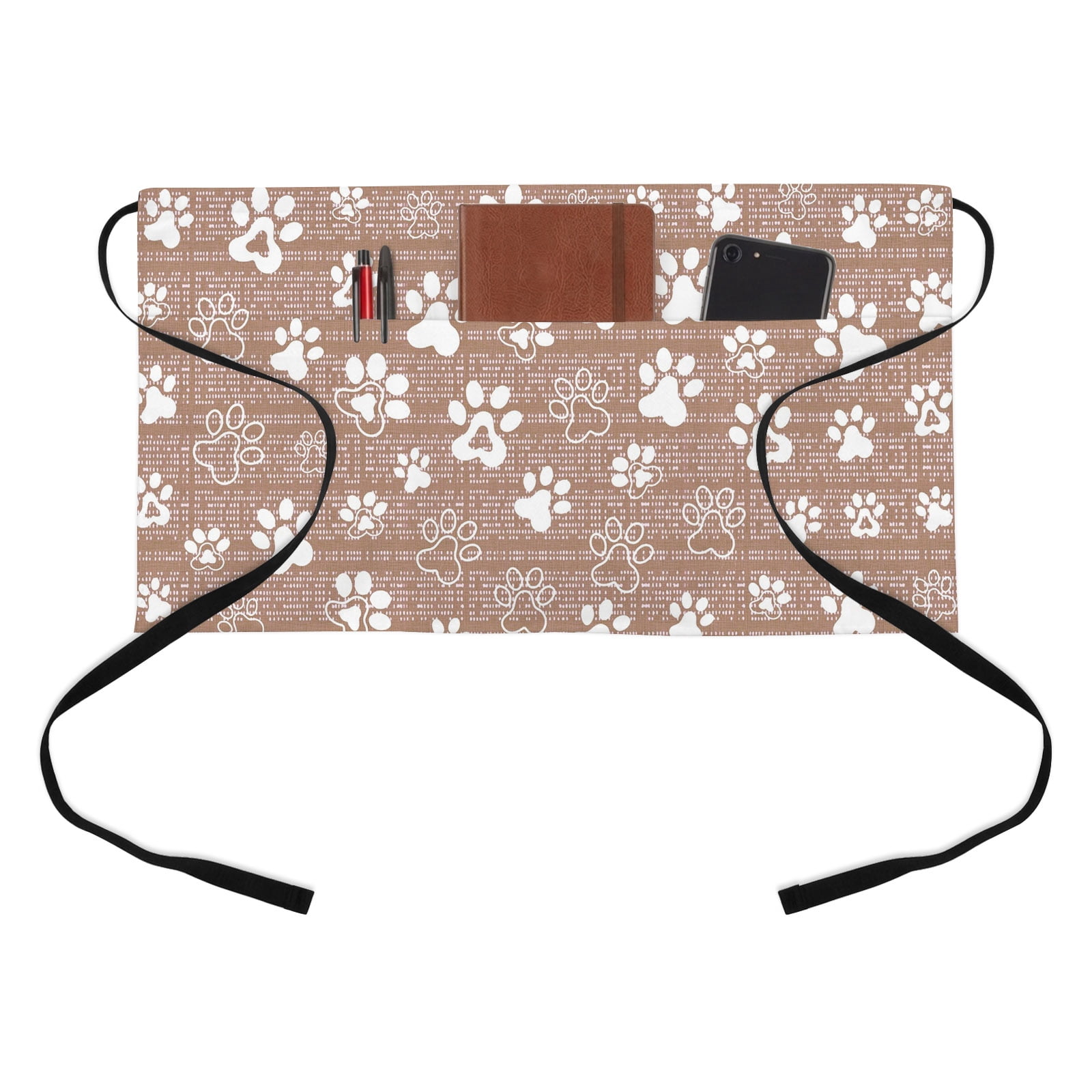 Brown Paw Print Kitchen Restaurant Half Waist Apron, Modern Classic ...