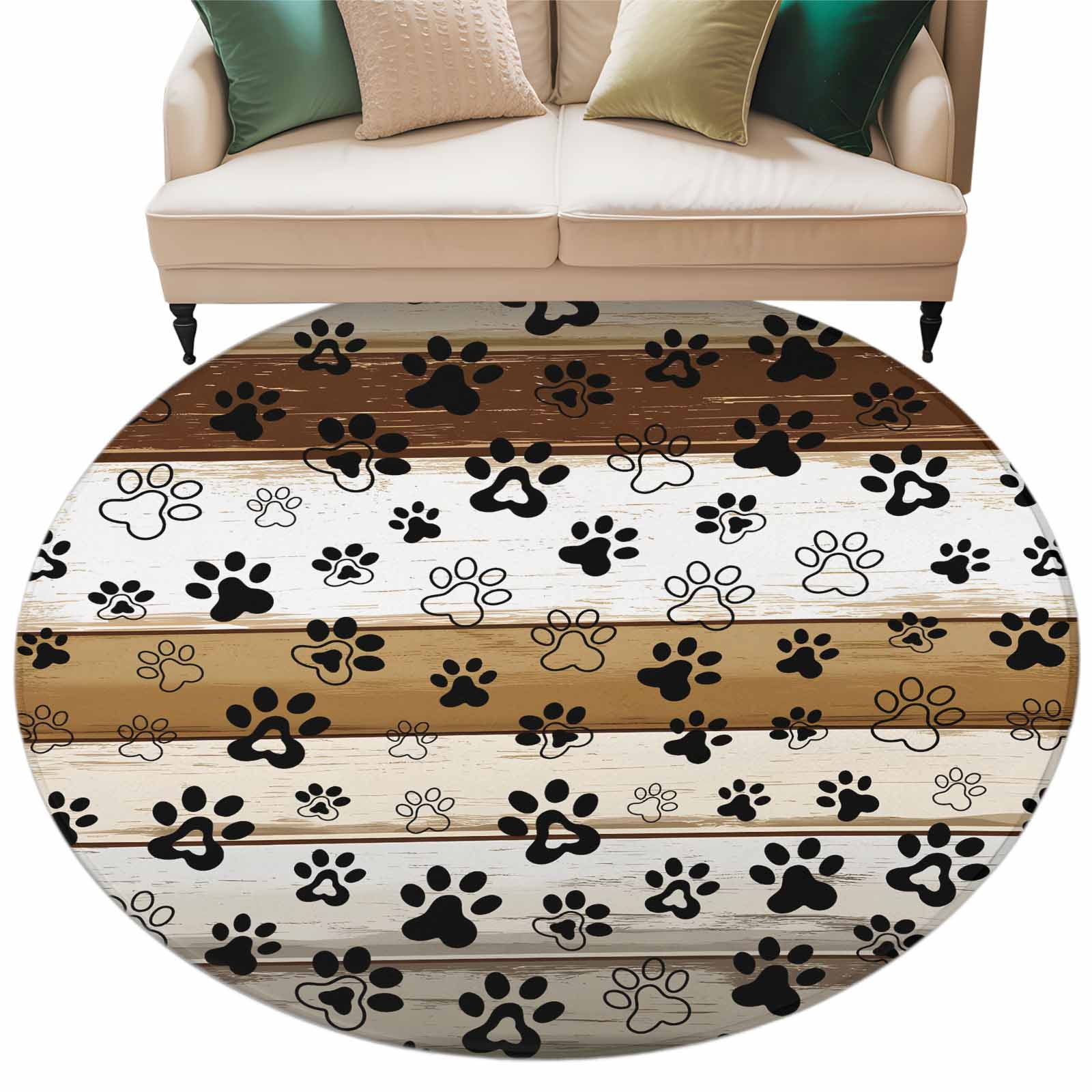 Brown Paw Print Large Area Rugs for Bedroom Living Room, Soft Non Slip ...