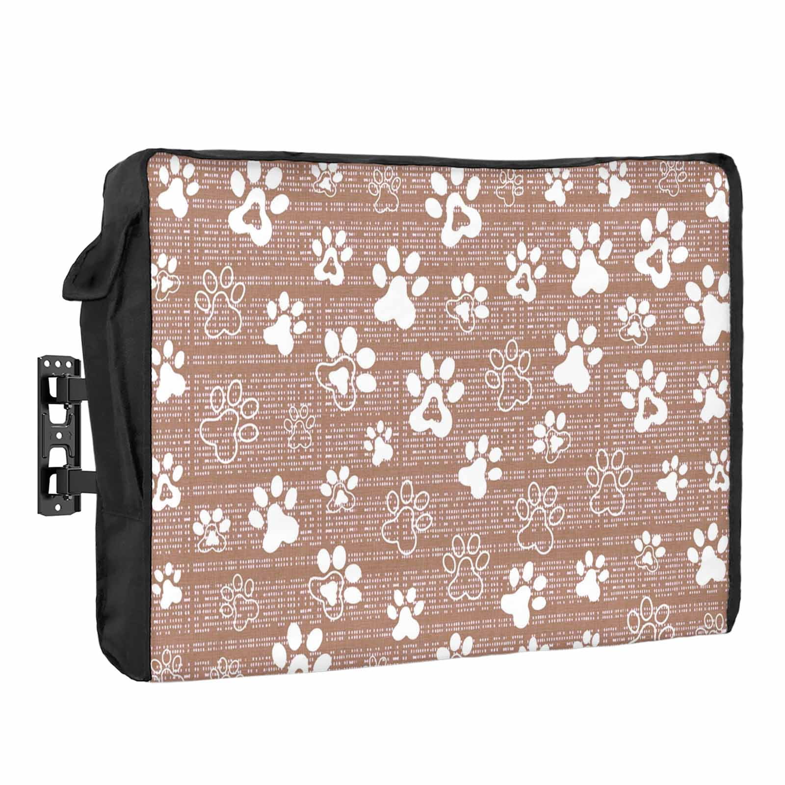 Brown Paw Print Outdoor TV Cover Modern Classic Gray White Animal Large ...