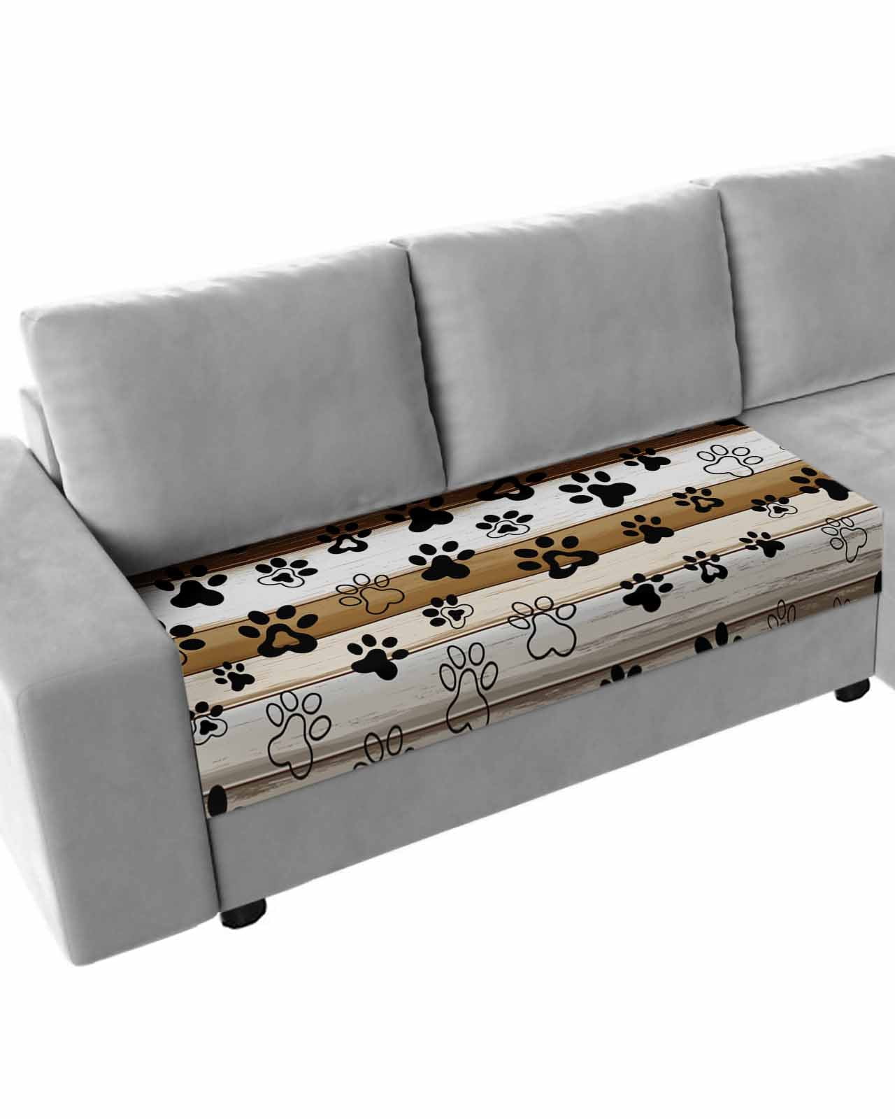 Brown Paw Print Sofa Couch Cushion Covers Washable, Removable ...