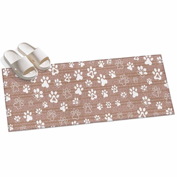 Brown Paw Print Washable Area Rug 2 x 6 ft Modern Classic Gray White ...