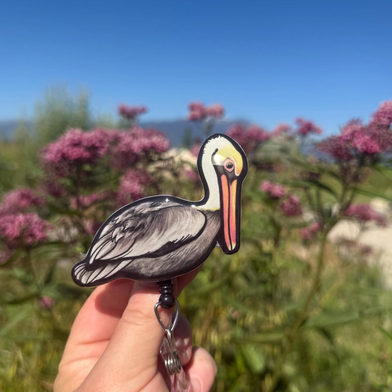 Brown Pelican Badge Reel ID holder: Gift for Nurses, Bird Watcher ...