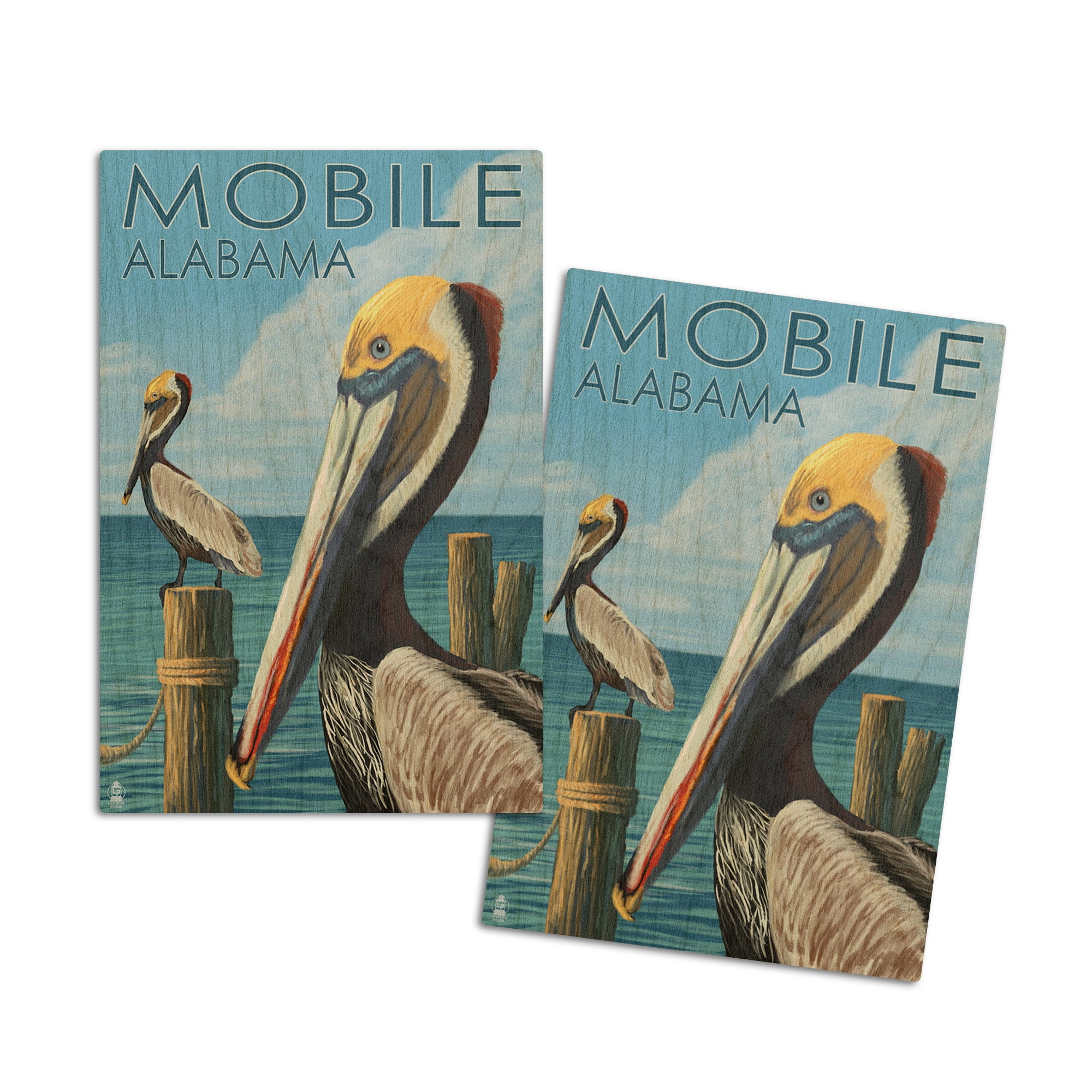 Brown Pelican, Mobile, Alabama (4x6 Birch Wood Postcards, 2-Pack ...