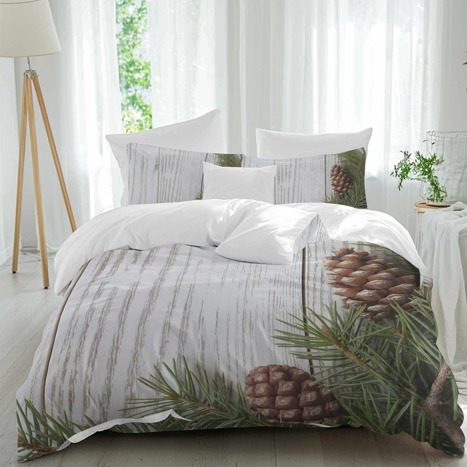 Brown Pine Fruit Duvet Cover Set Cal King Size, Vintage Country Pine ...