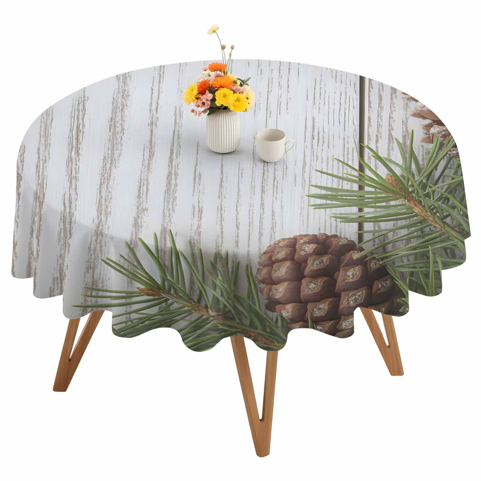 Brown Pine Fruit Round Tablecloth 60 inches Vintage Country Pine ...