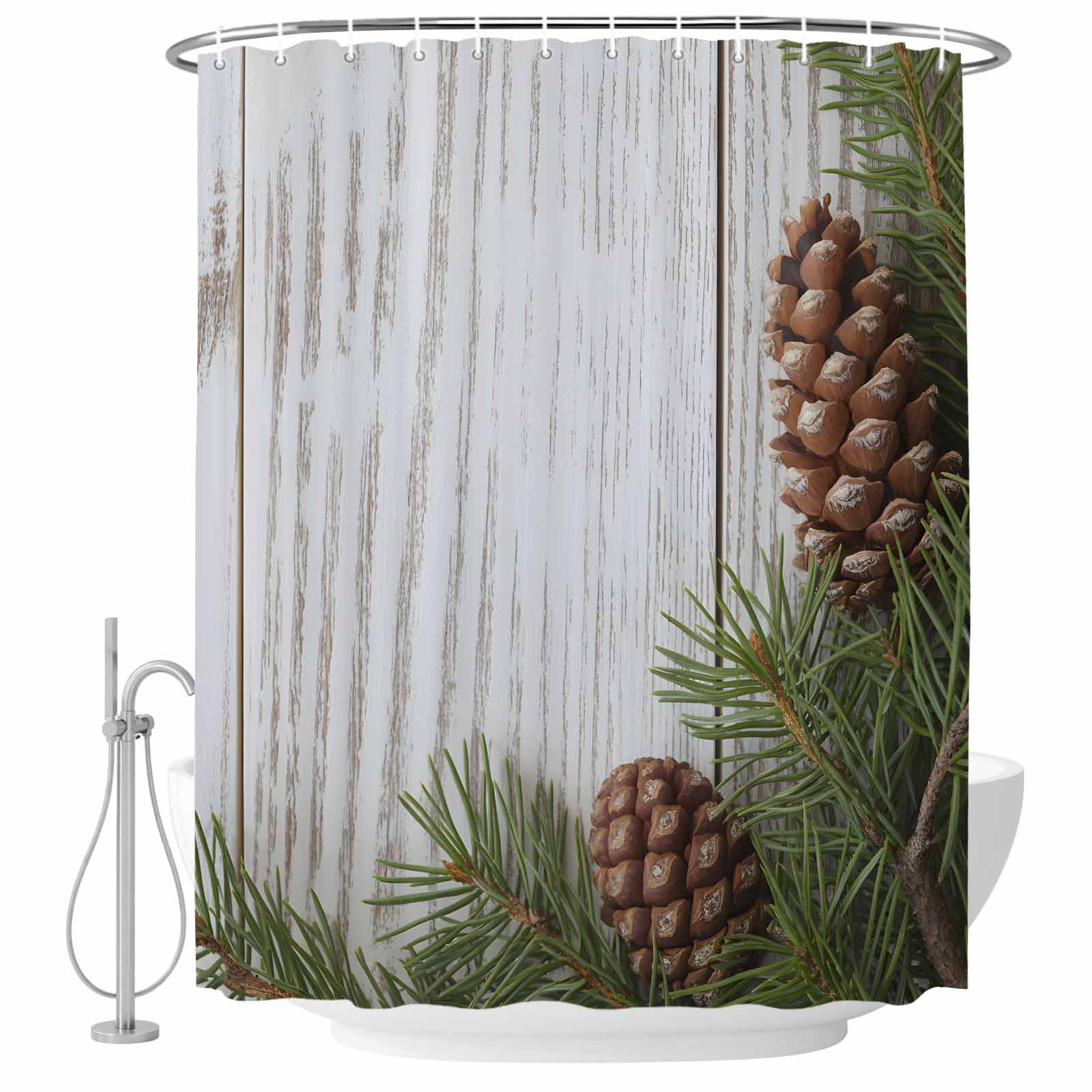 Brown Pine Fruit Shower Curtain, 36" x 72", Vintage Country Pine ...