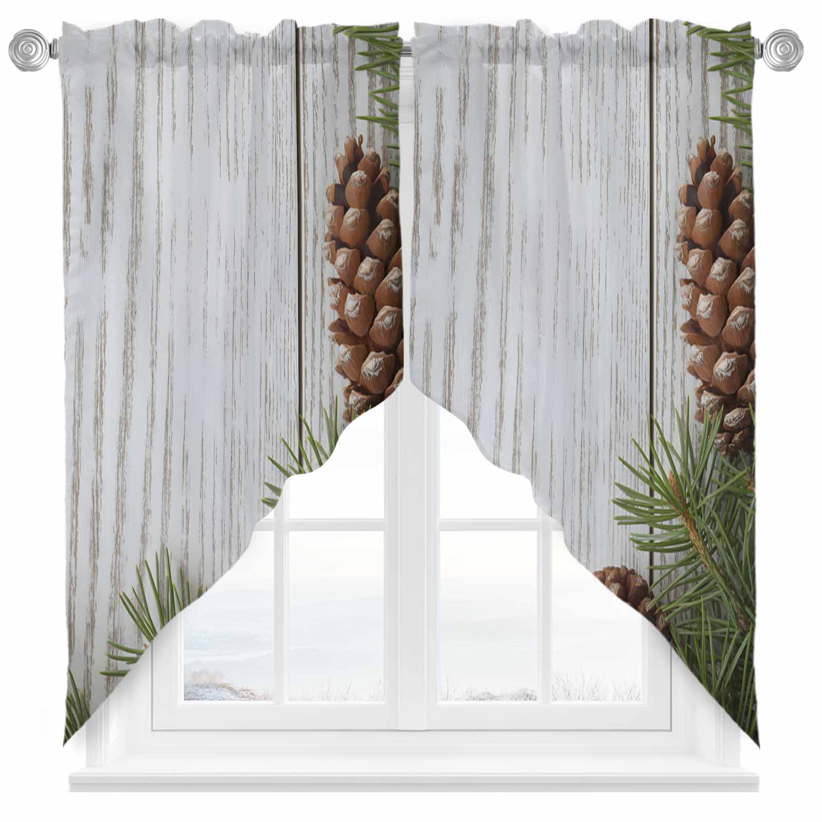 Brown Pine Fruit Swag Kitchen Curtain Valances, Vintage Country Pine ...