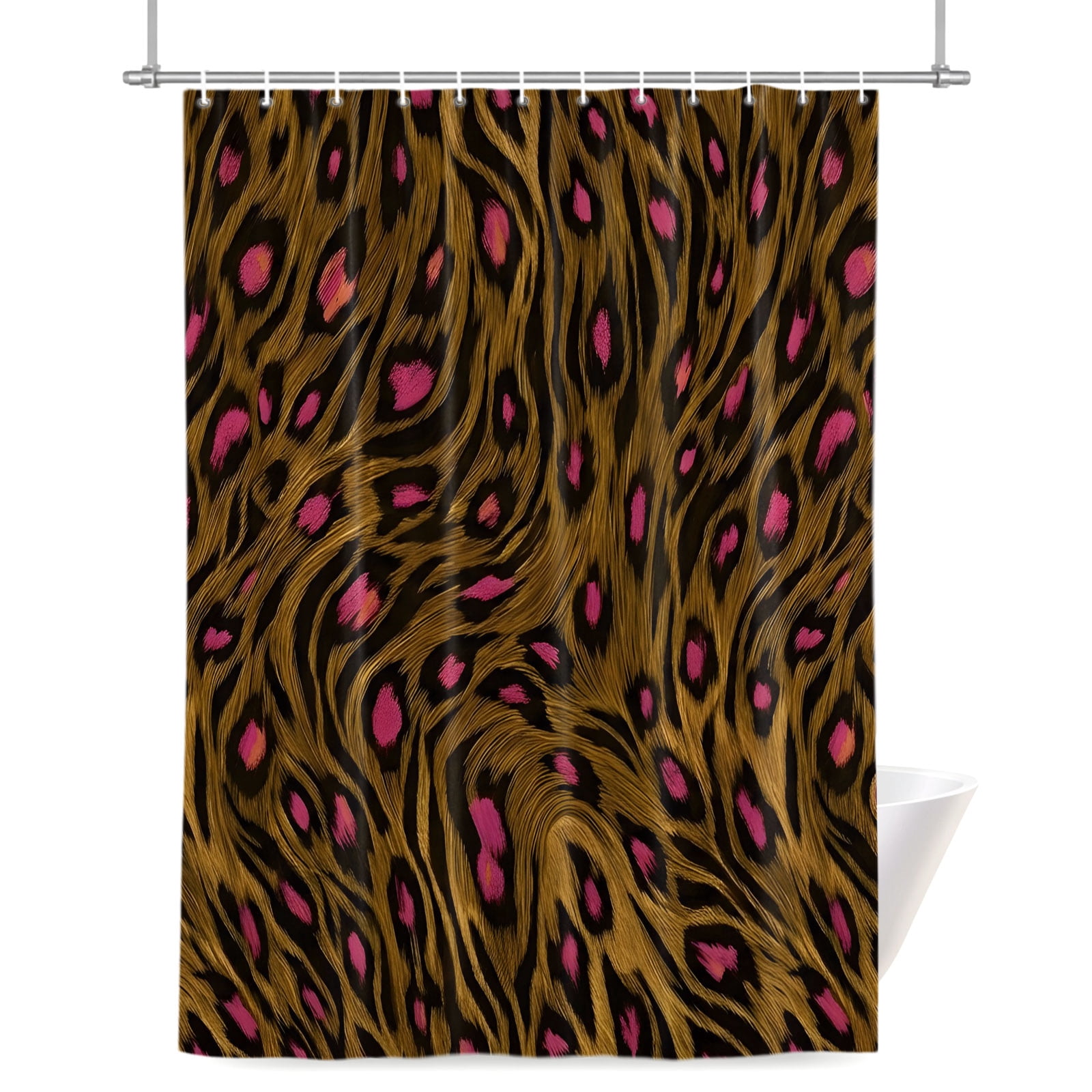 Brown Pink Leopard Shower Curtains for Bathroom, Rustic Boho Vintage ...