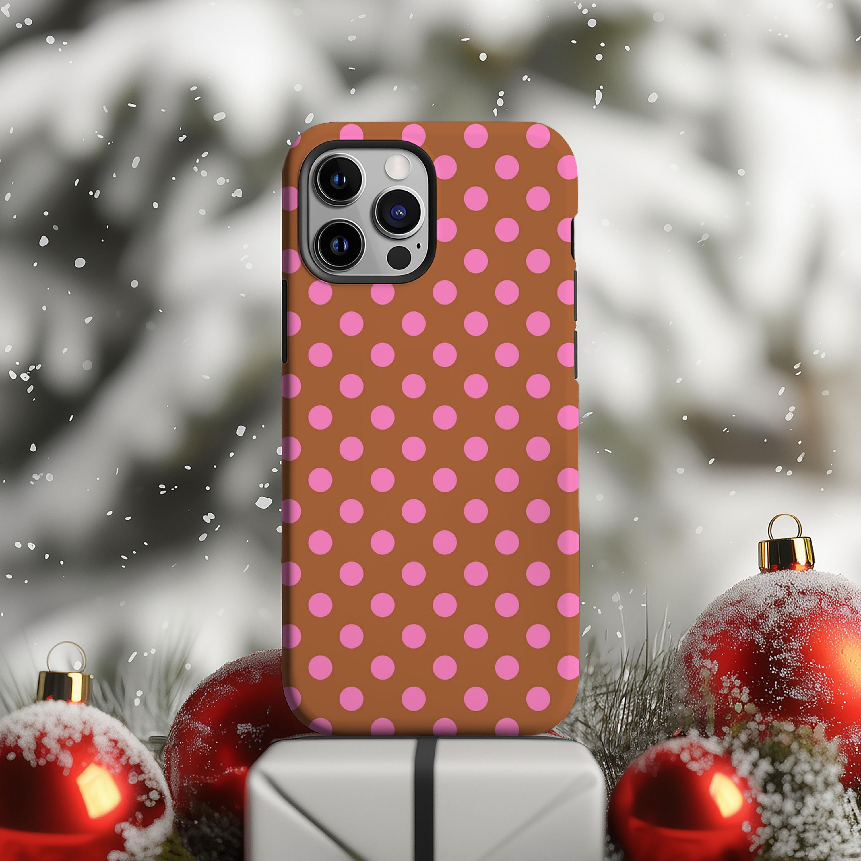Brown Pink Polka Dot Phone Case Cute Classic Spot Design Gift 17 11 12 ...