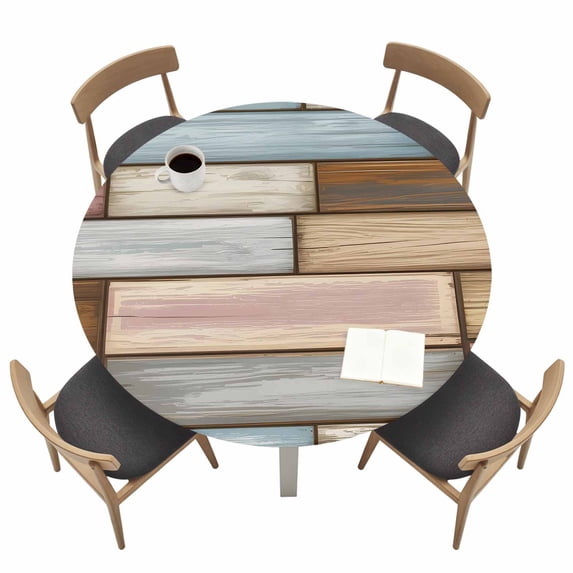 Brown Pink Vintage Fitted Tablecloth with Elastic Edged, Round Table ...