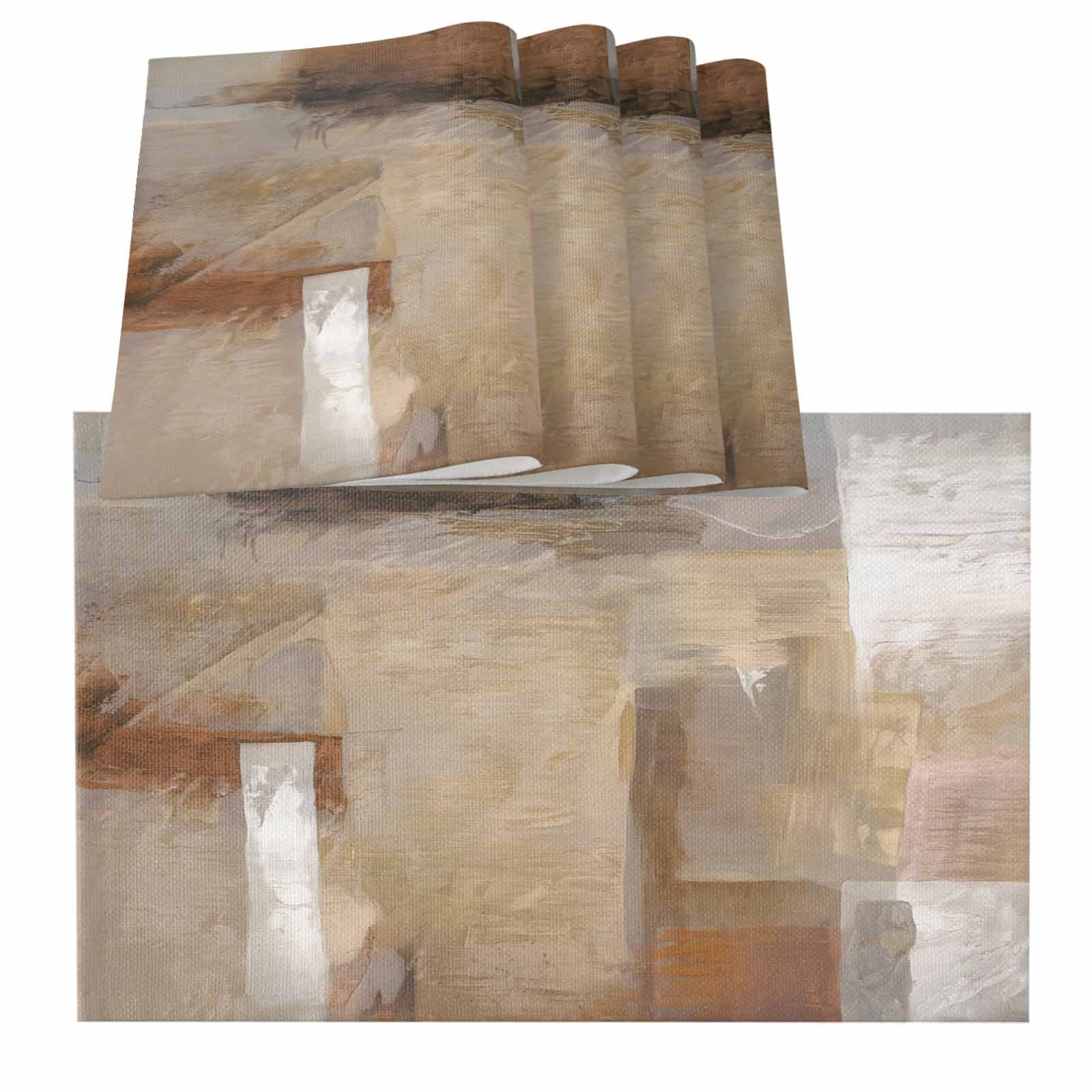 Brown Placemats for Dinning Table Set of 6, Abstract Paint Texture ...