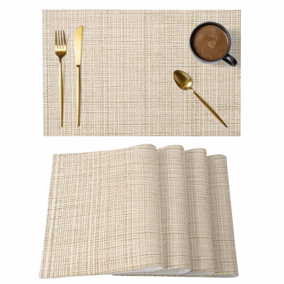 Brown Placemats Set of 8, Linen Texture Modern Abstract Country ...