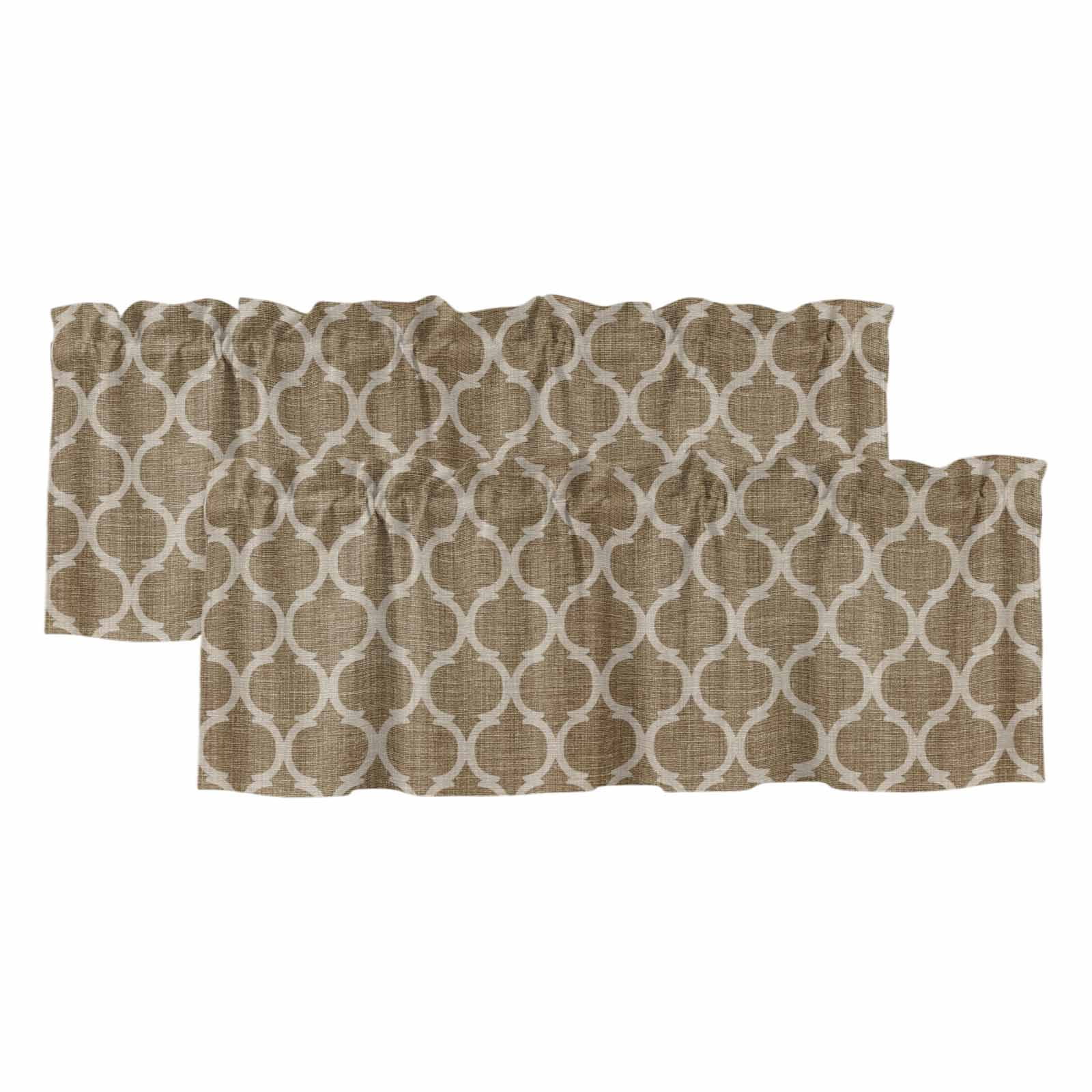 Brown Plaid 2 Panels Kitchen Valance, Retro Country Moroccan National ...