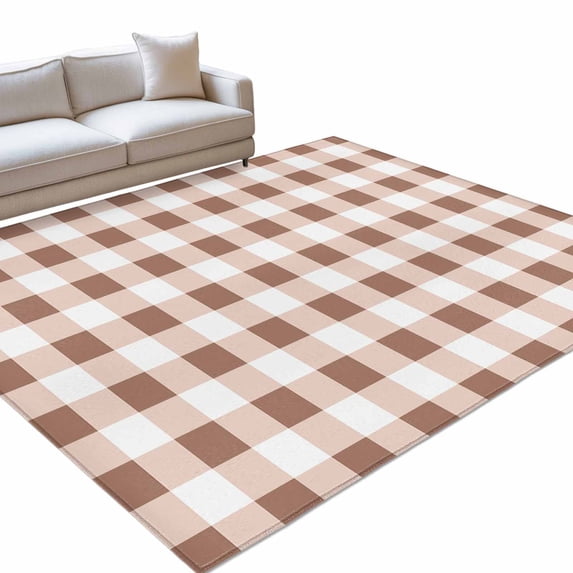 Brown Plaid Area Rugs 3x5ft Brown Gradient Washable Rug, Non Slip ...