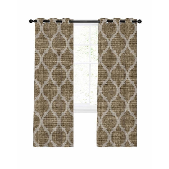 Brown Plaid Blackout Curtains 84 Inch Length Retro Country Moroccan ...