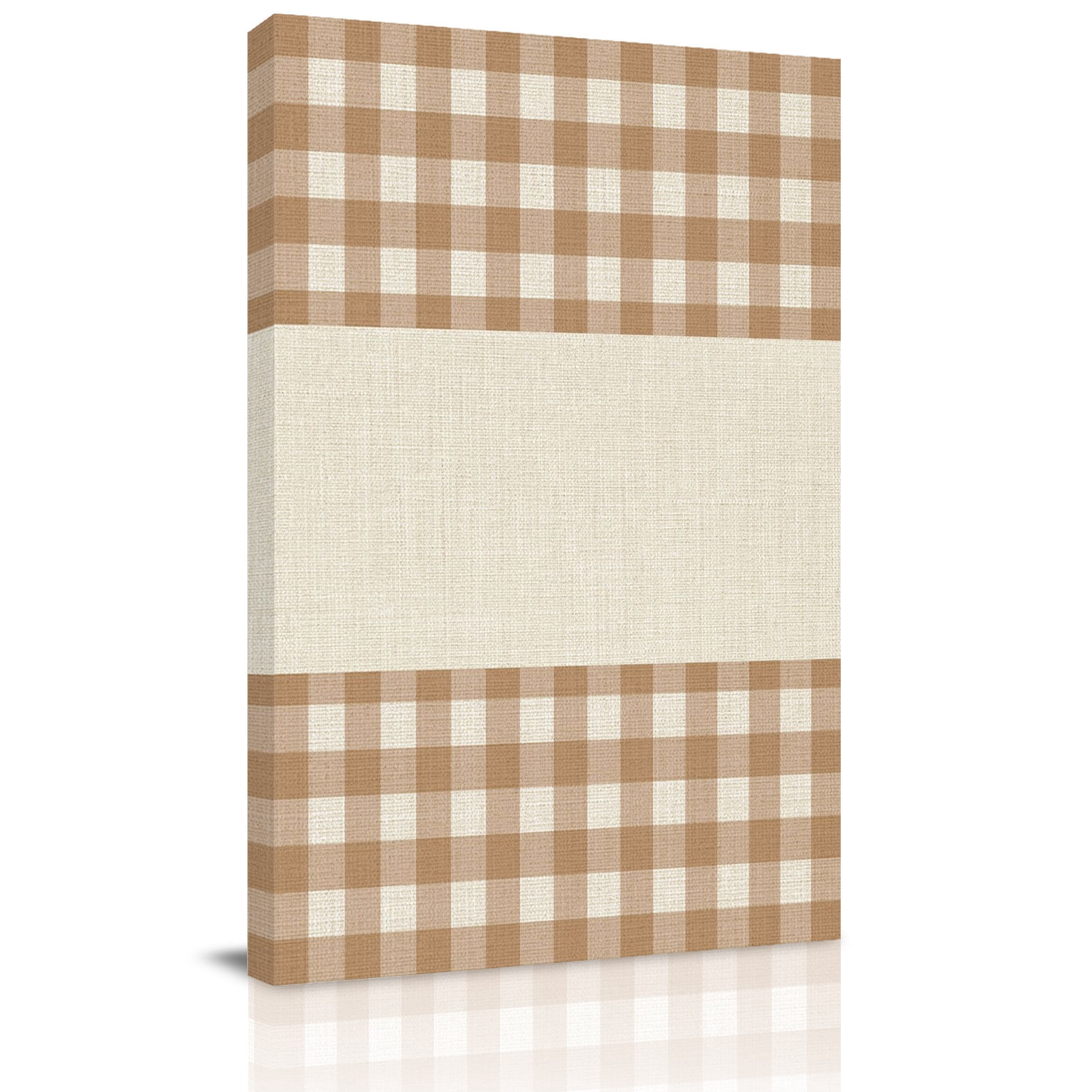 Brown Plaid Canvas Wall Art for Living Room, Retro Country Brown Plaid ...