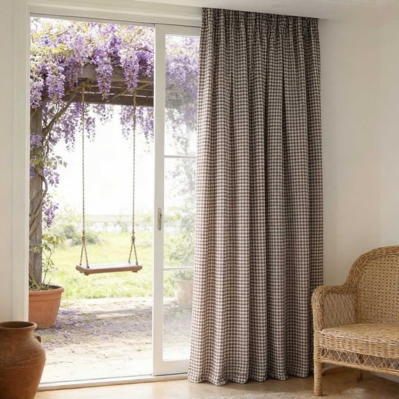 Brown Plaid Curtains L Semi Blackout Light Filtering Window Panels for ...