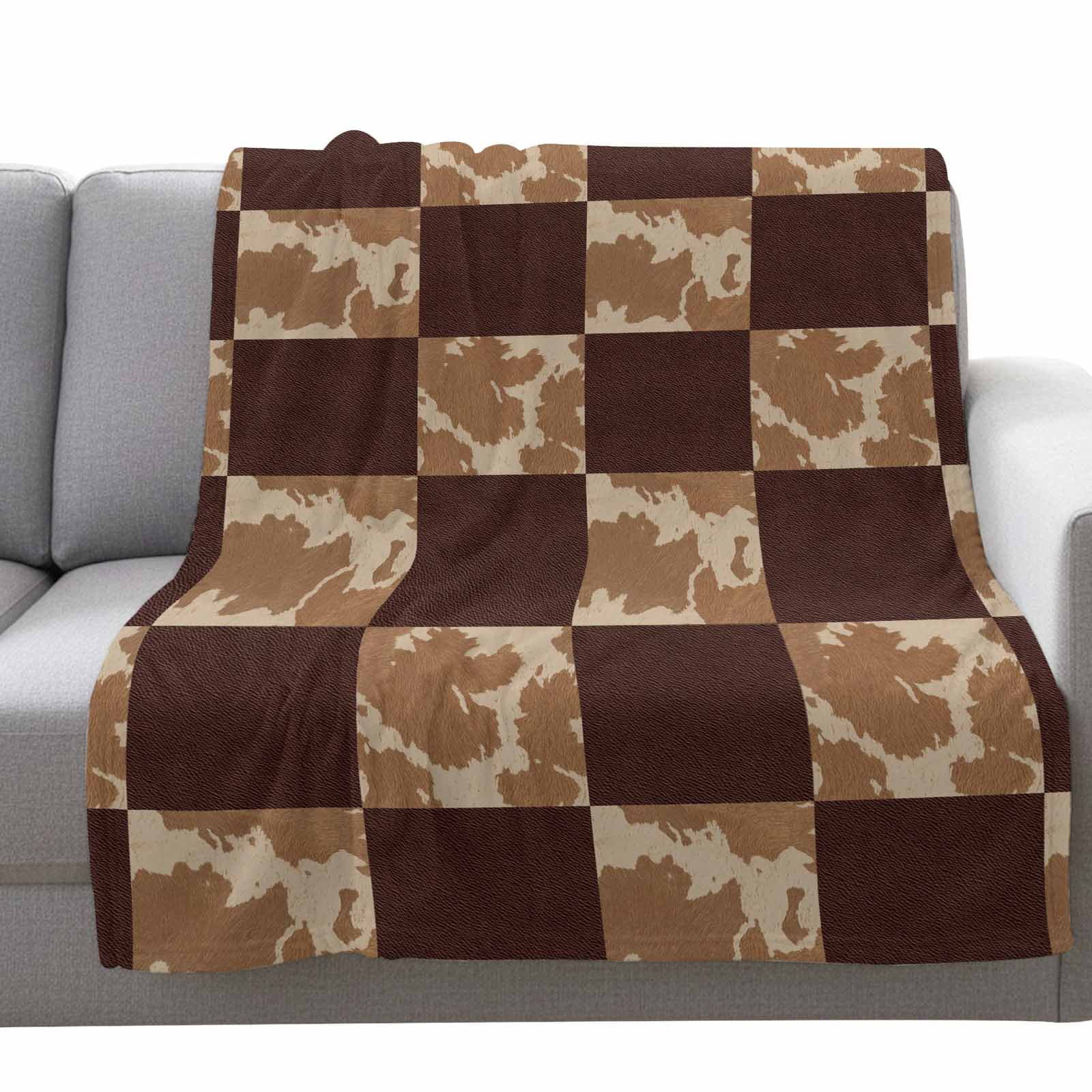 Brown Plaid Fleece Throw Blanket Lightweight Vintage Western Brown ...
