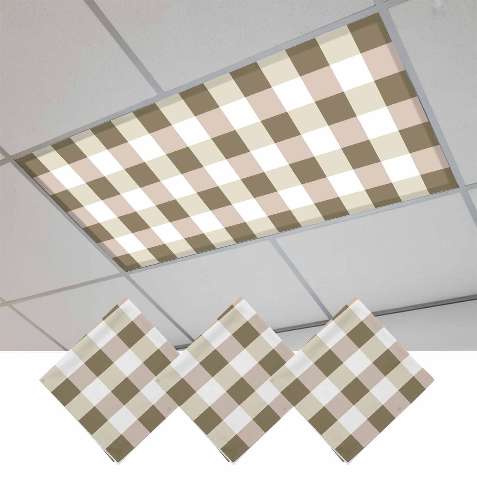 Brown Plaid Fluorescent Light Covers, Spring Summer Farmhouse Buffalo ...