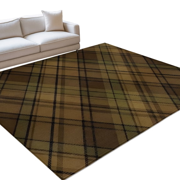 Brown Plaid Large Area Rugs 6x9ft Rustic Farmhouse Abstract Washable ...