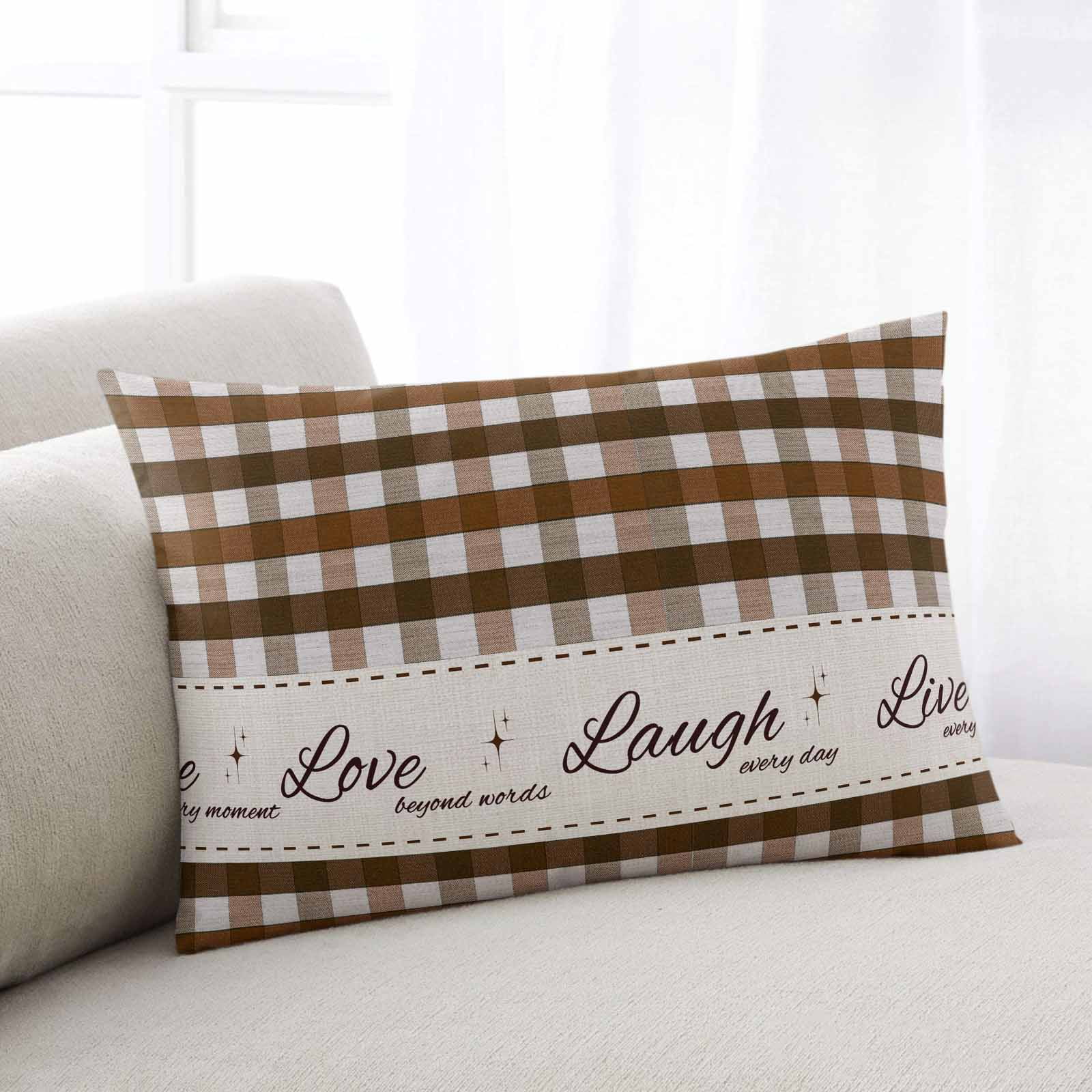 Brown Plaid Pillow Covers Decorative Throw Pillow Case, Farmhouse ...