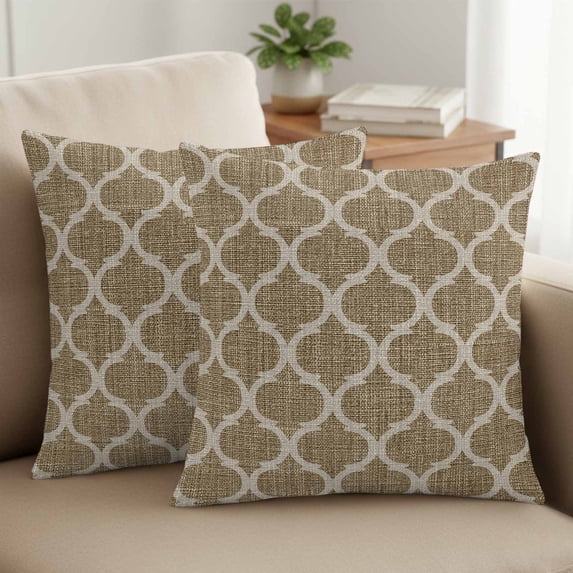 Brown Plaid Pillow Covers Set of 2, Retro Country Moroccan National ...