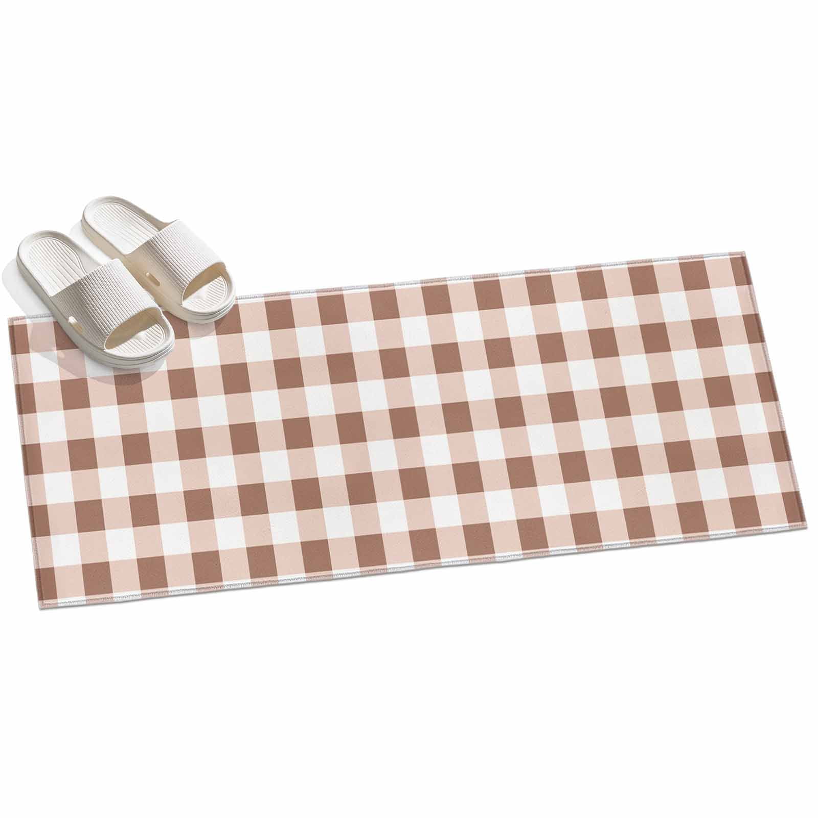 Brown Plaid Runner Rugs 2x6ft Brown Gradient Washable Rug, Non Slip ...