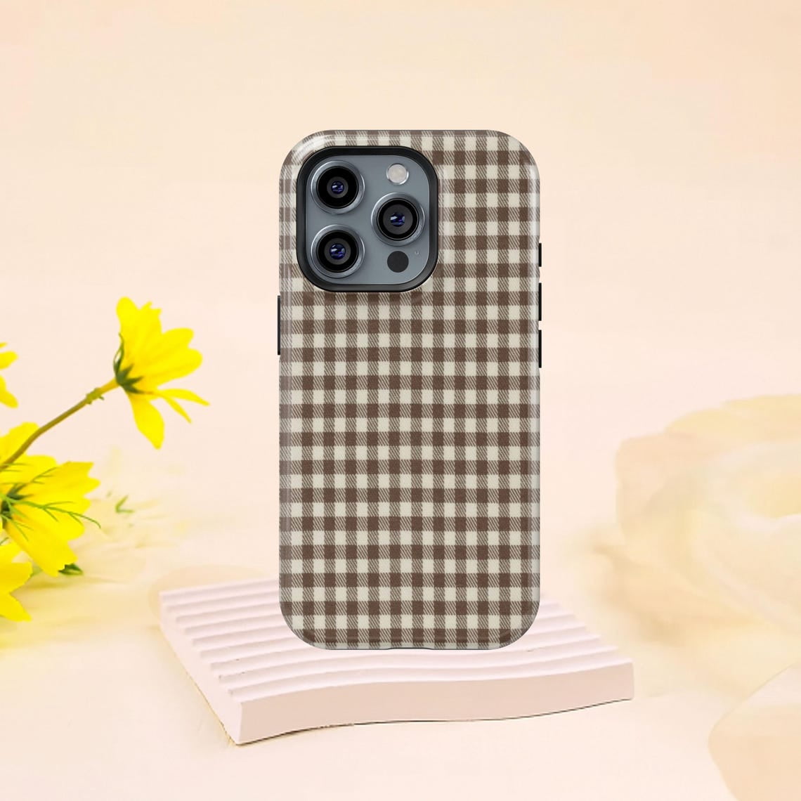 Brown Plaid Rustic Checkered Fall Seasonal Pattern Case with iPhone 17 ...