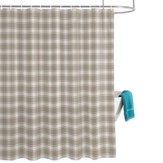 Brown Plaid Shower Curtain, Country Rustic Farmhouse Classic Minimalist ...