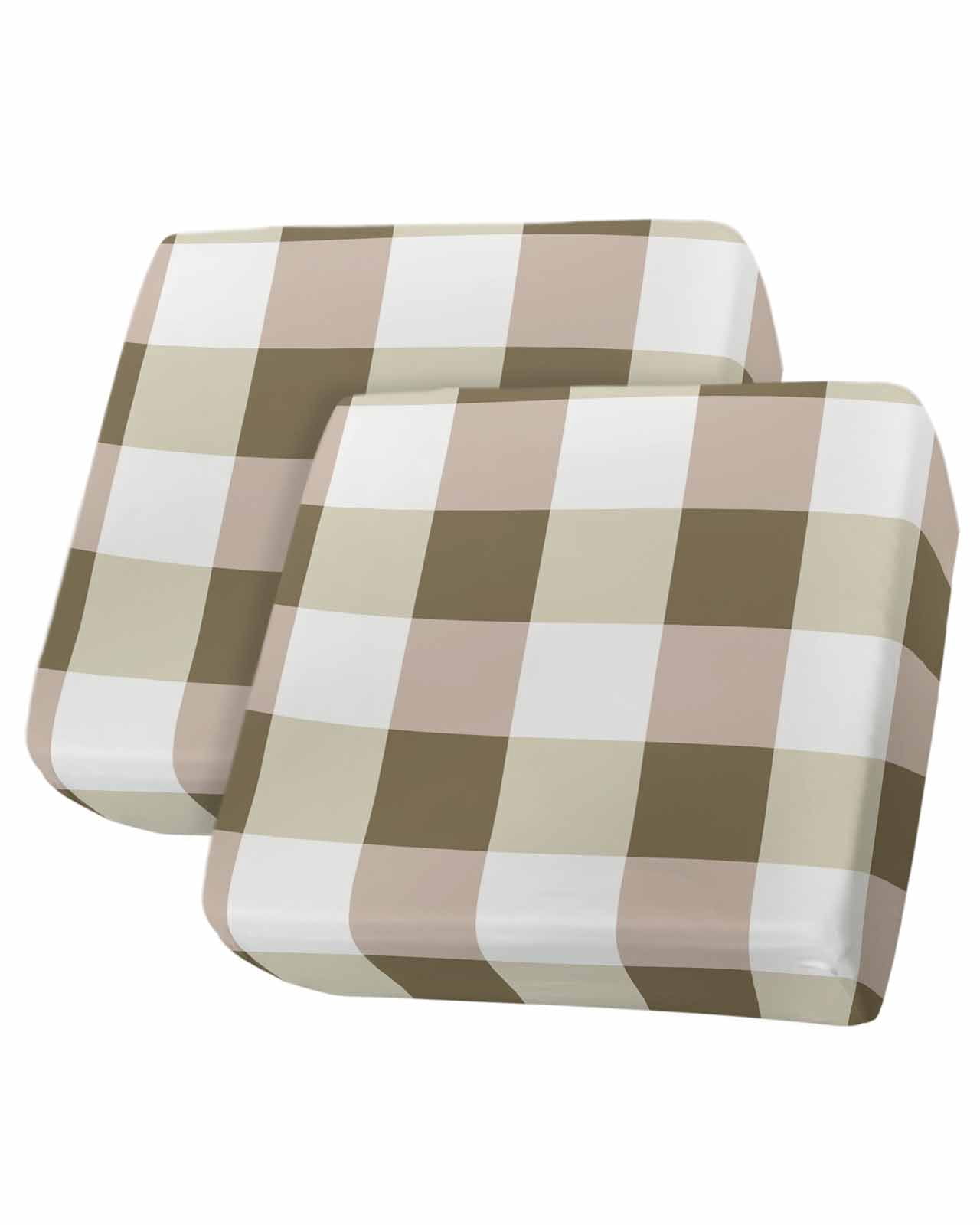 Brown Plaid Sofa Couch Cushion Covers Washable, Removable Stretchable ...
