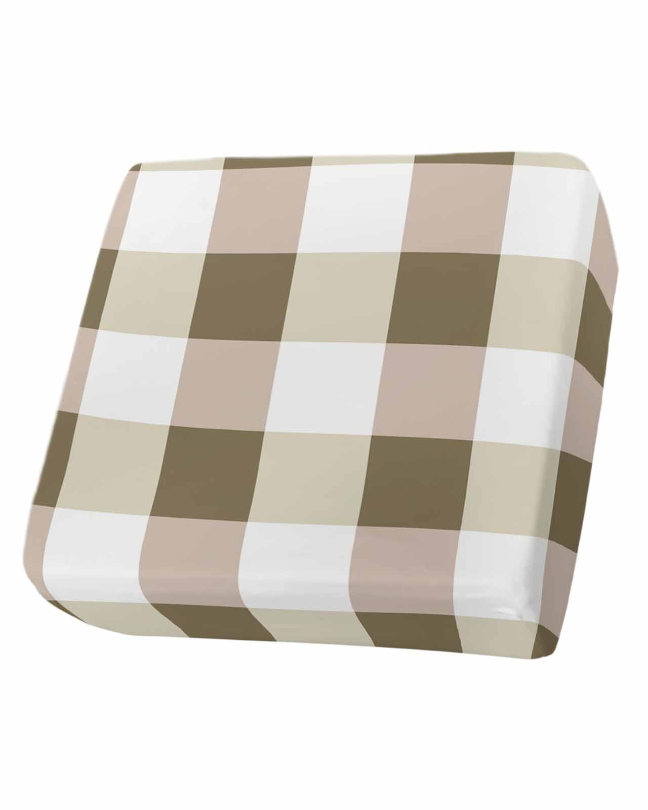 Brown Plaid Sofa Couch Cushion Covers Washable, Removable Stretchable ...